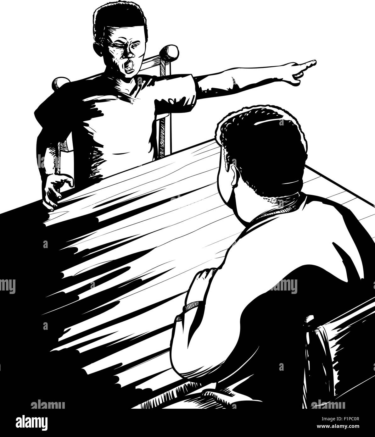 Angry boy cartoon illustration Black and White Stock Photos & Images ...