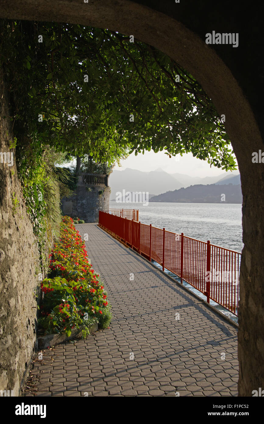 Lakeside walkway Varenna Lake Como Lombardy Italy Stock Photo - Alamy