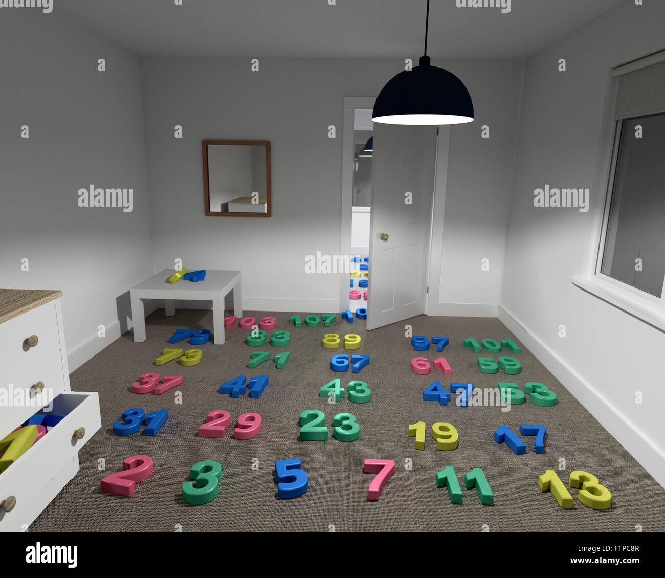 Prime numbers arranged in sequence in a room but with no end in sight ...