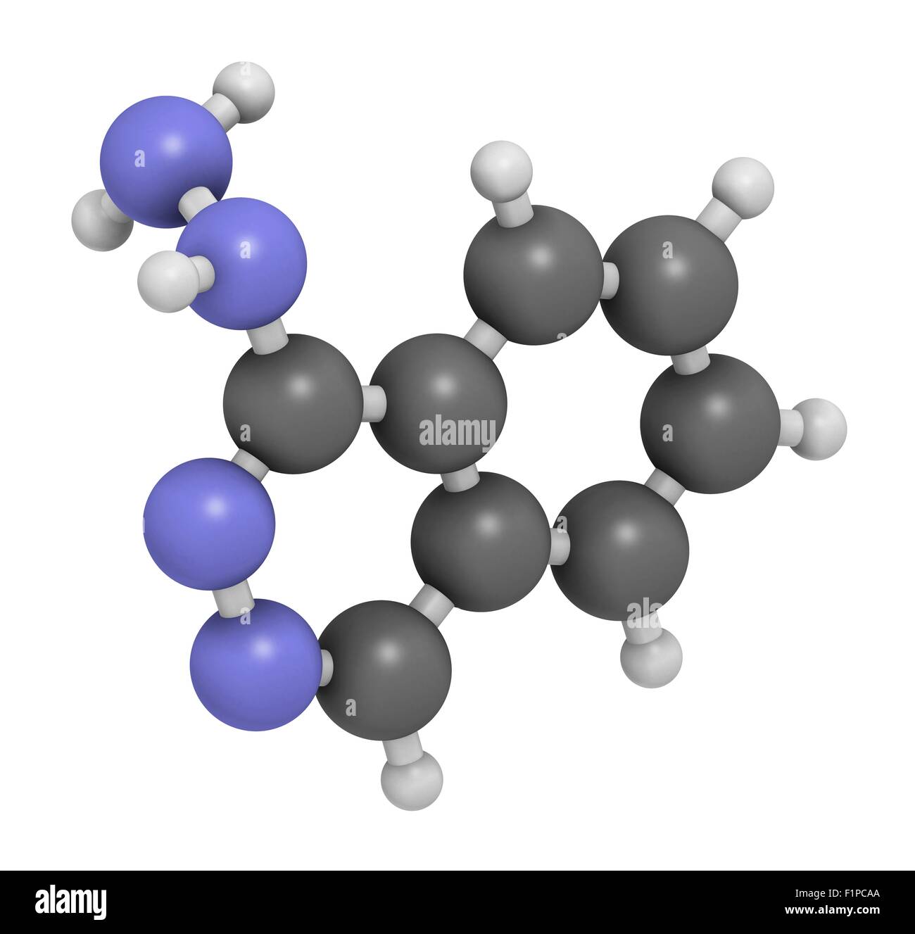 Hydralazine (apresoline) hypertension drug molecule Atoms are ...