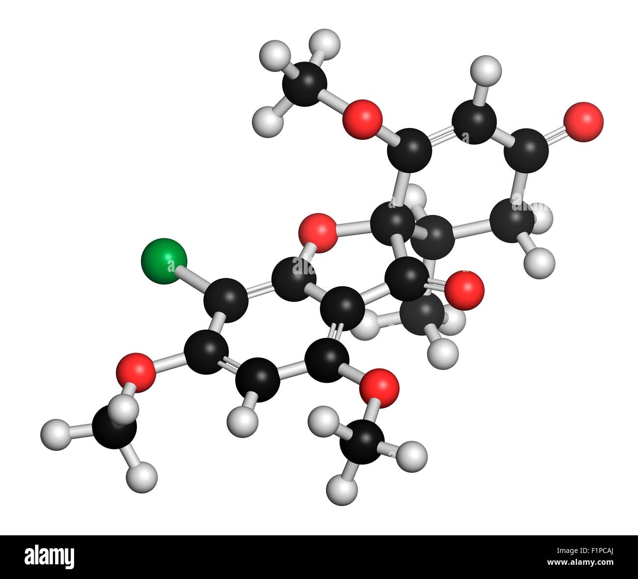 Griseofulvin antimycotic drug molecule Used to treat fungal infections ...