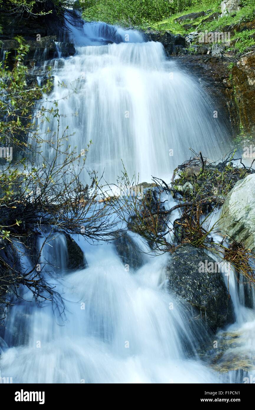 One of the Glacier Waterfalls. Glacier National Park, Montana U.S.A ...