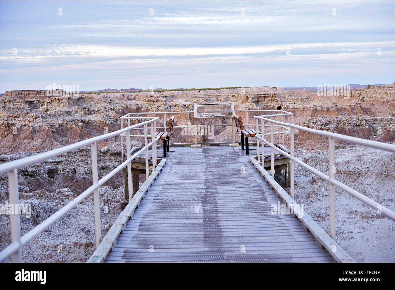 View Point in the Badlands with Two Benches and Information Display ...