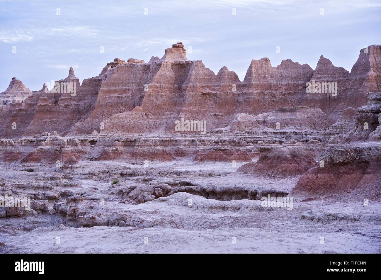 Badlands National Park - Summer Sunset. Eroded Badlands Landscape ...