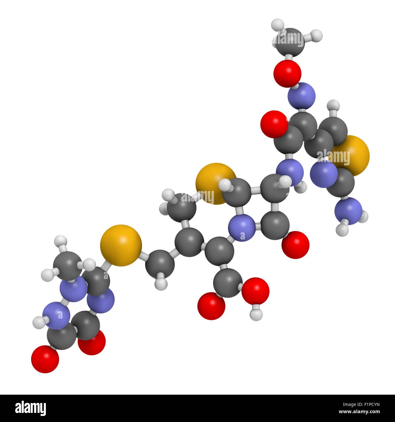 Ceftriaxone antibiotic drug molecule (cephalosporin third generation ...