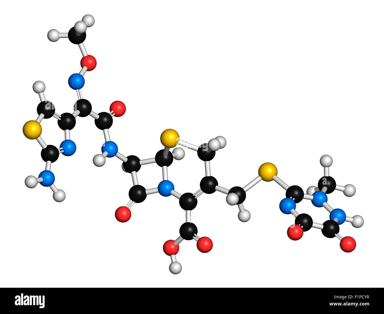 Ceftriaxone antibiotic drug molecule (cephalosporin third generation ...