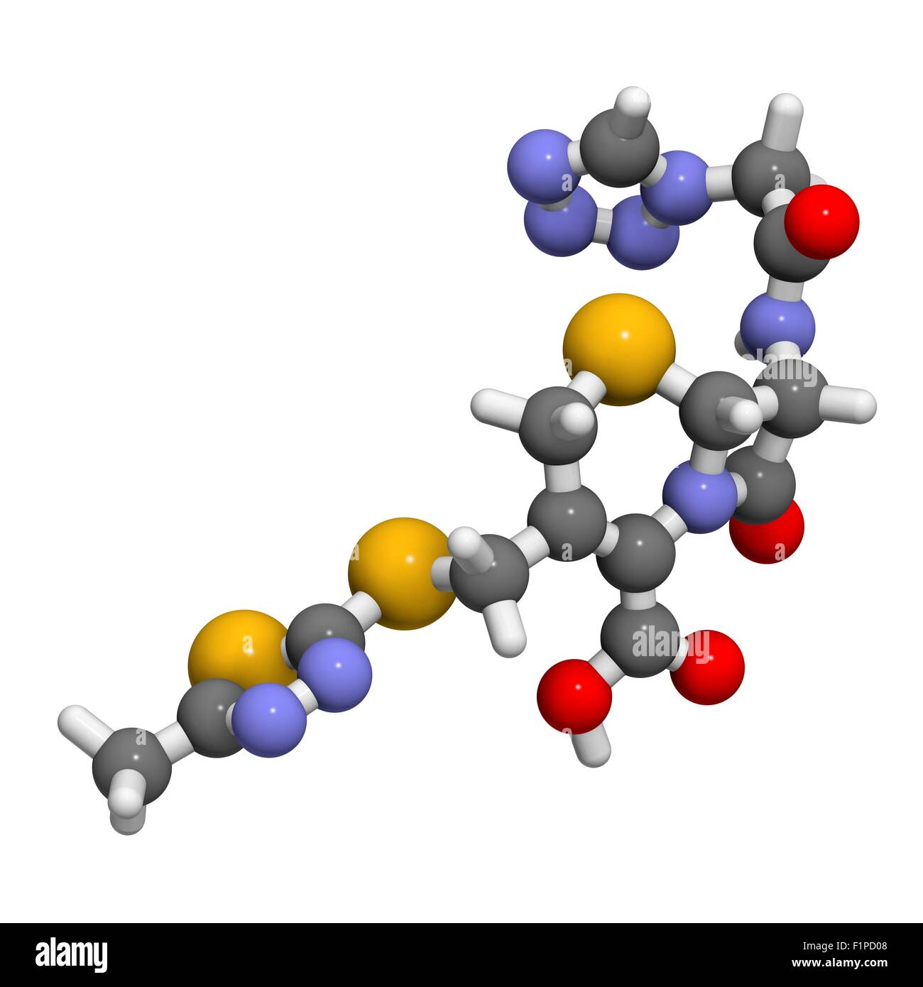 Cefazolin antibiotic drug molecule (cephalosporin first generation ...