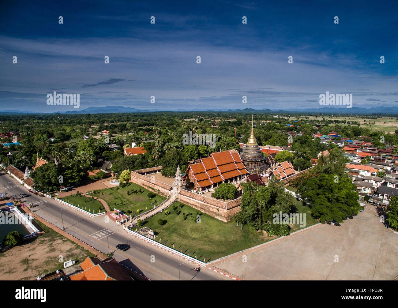 Wat Lampang luang temple from top view, Lampang Thailand Stock Photo ...