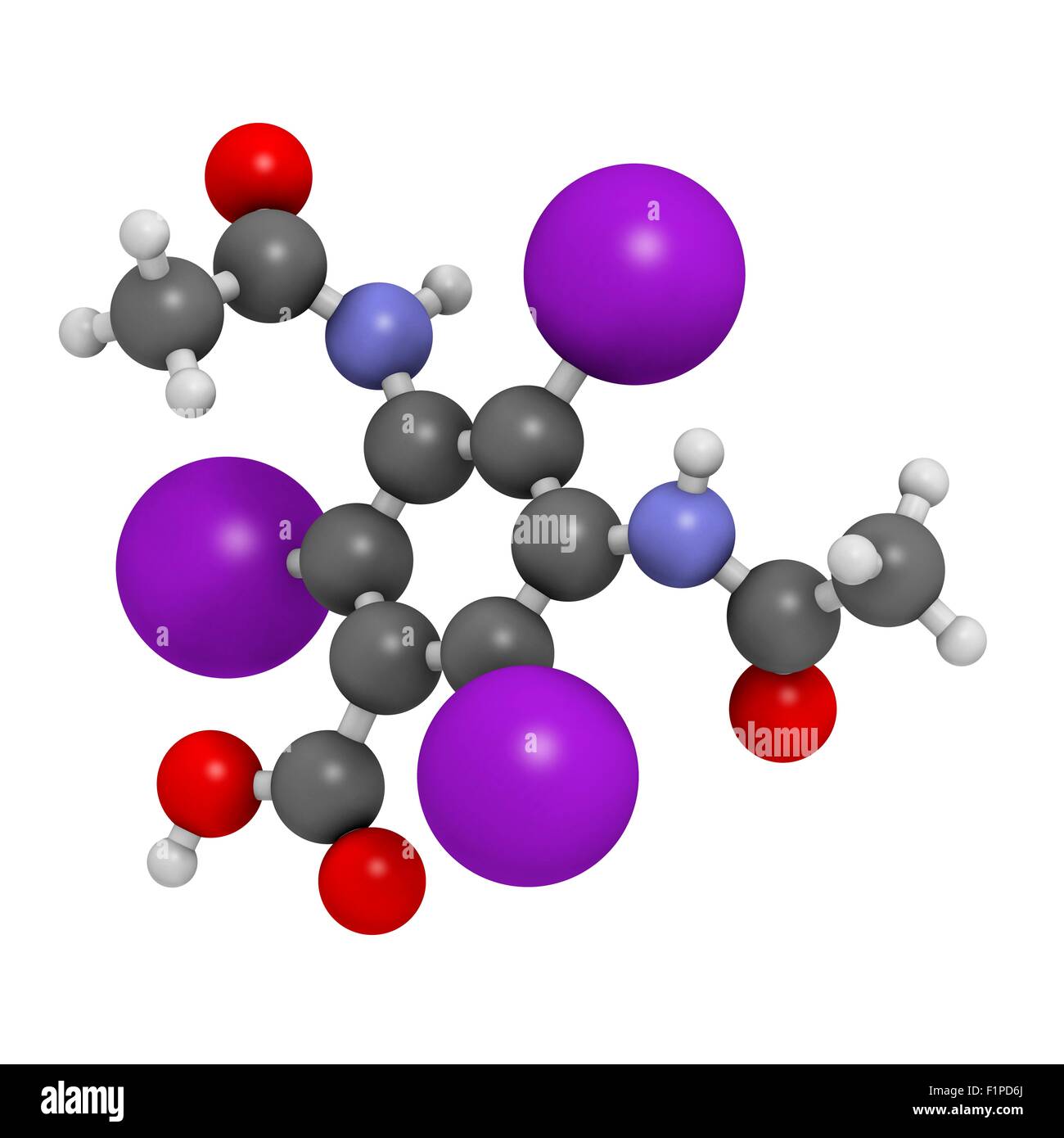 Diatrizoic acid (diatrizoate amidotrizoate) contrast agent molecule ...