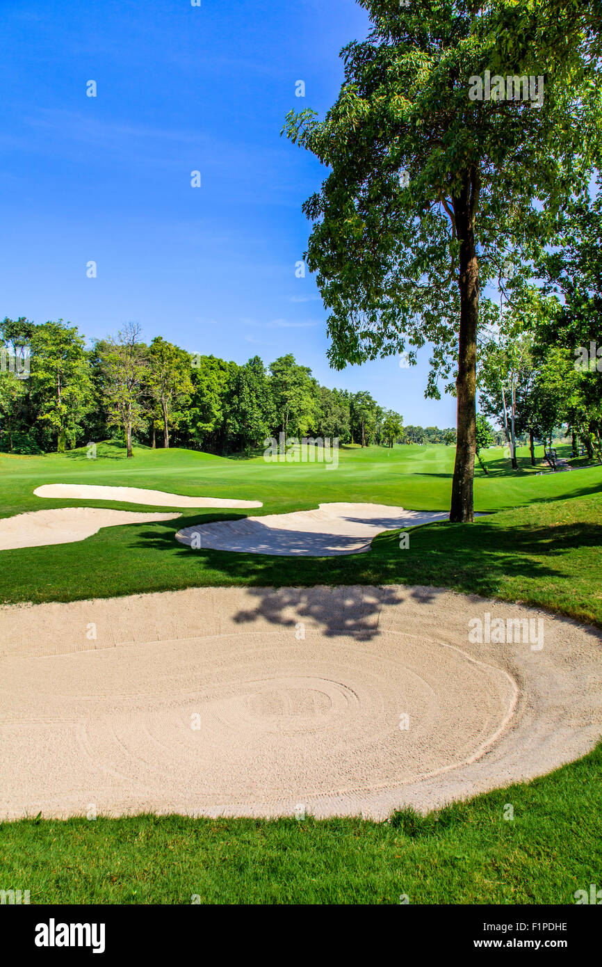 Golf course with sand bunker hi-res stock photography and images - Alamy