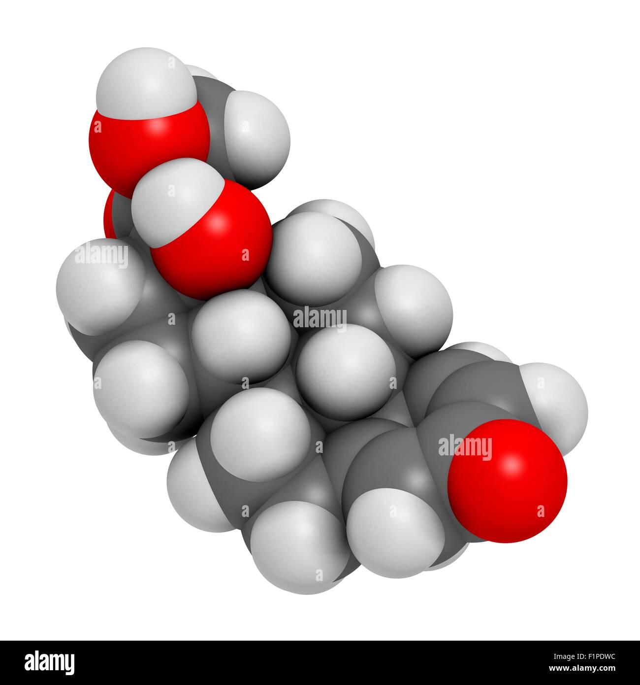 Prednisolone corticosteroid drug molecule Atoms are represented as ...