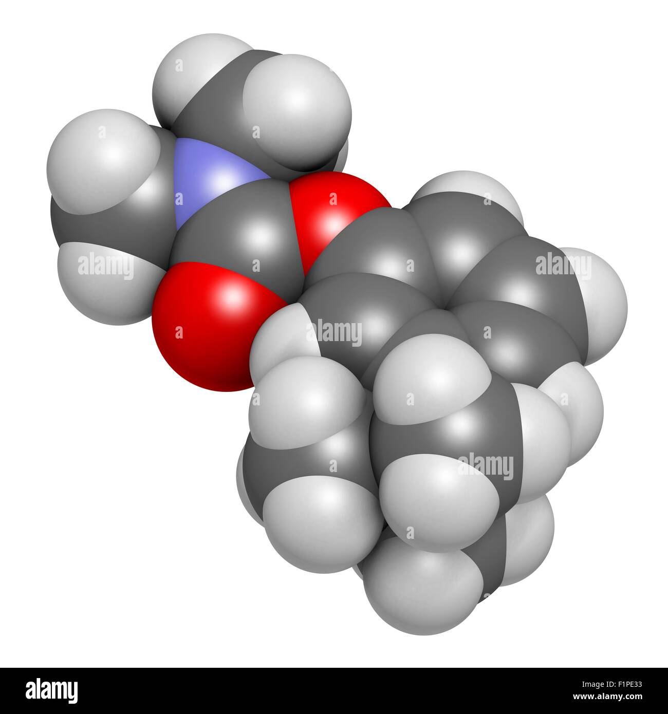Neostigmine drug molecule Atoms are represented as spheres with ...
