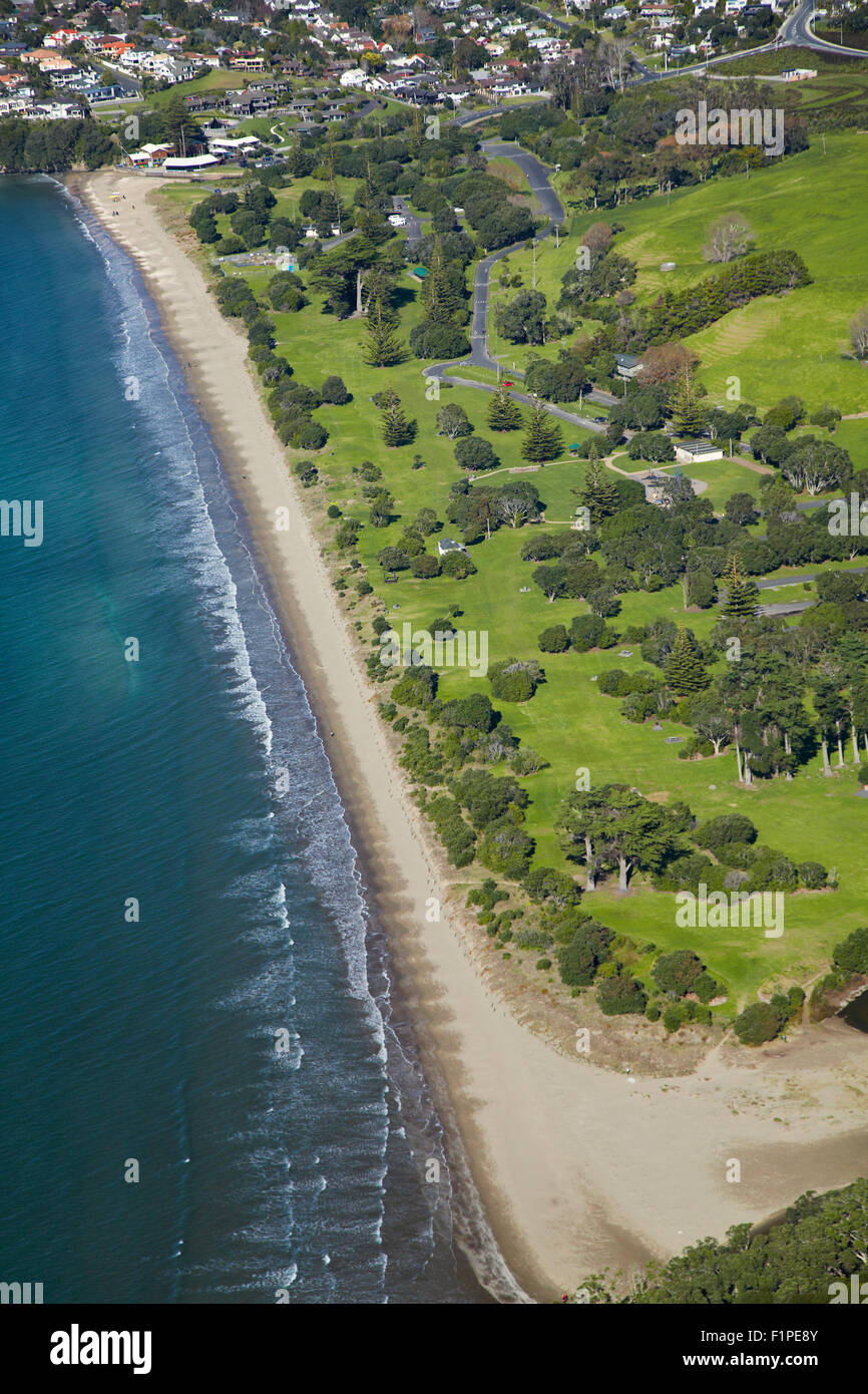 Long Bay, Auckland, North Island, New Zealand - aerial Stock Photo - Alamy