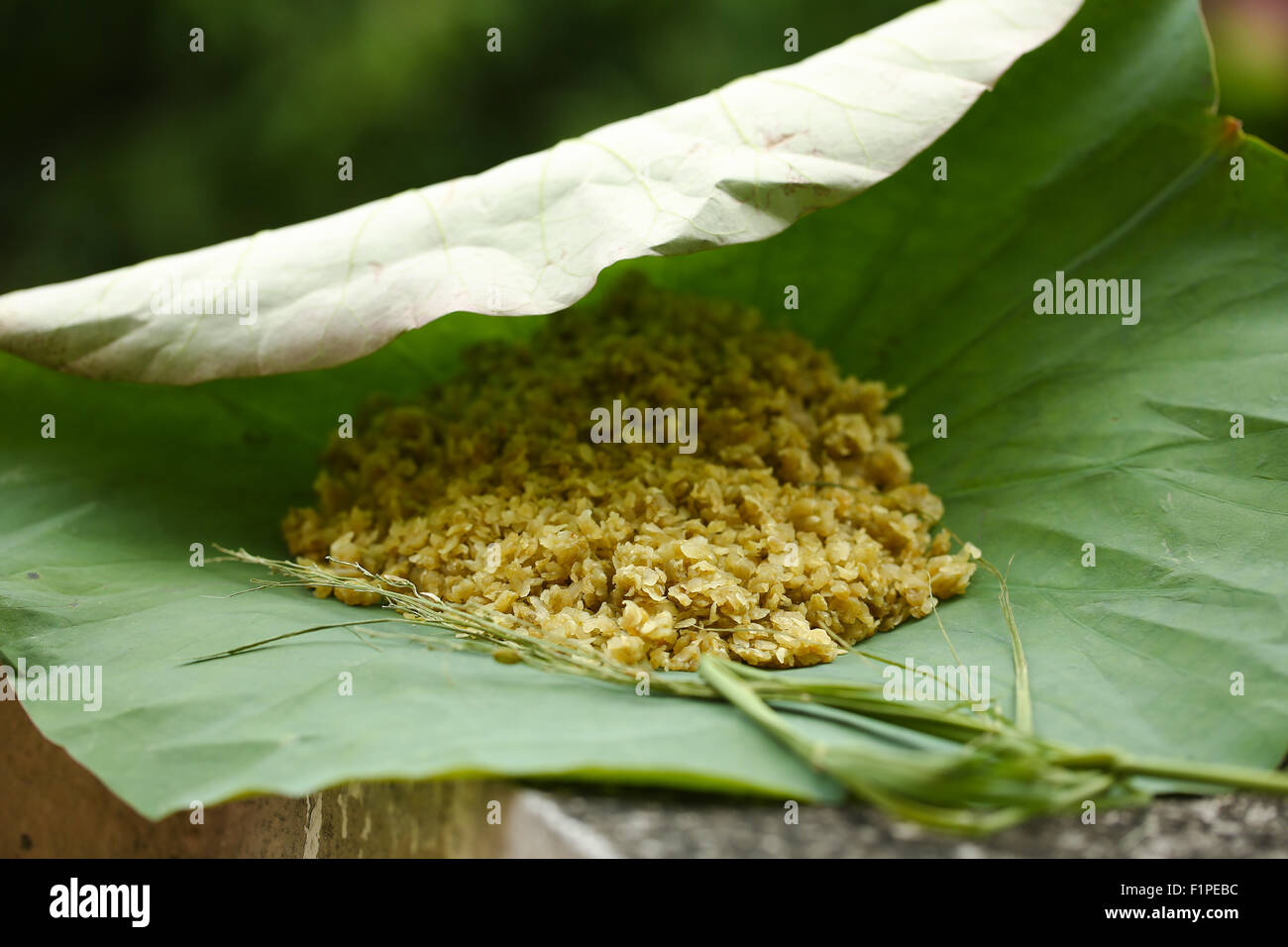 A portion of green rice or young rice, a traditional cuisine of Vietnam ...