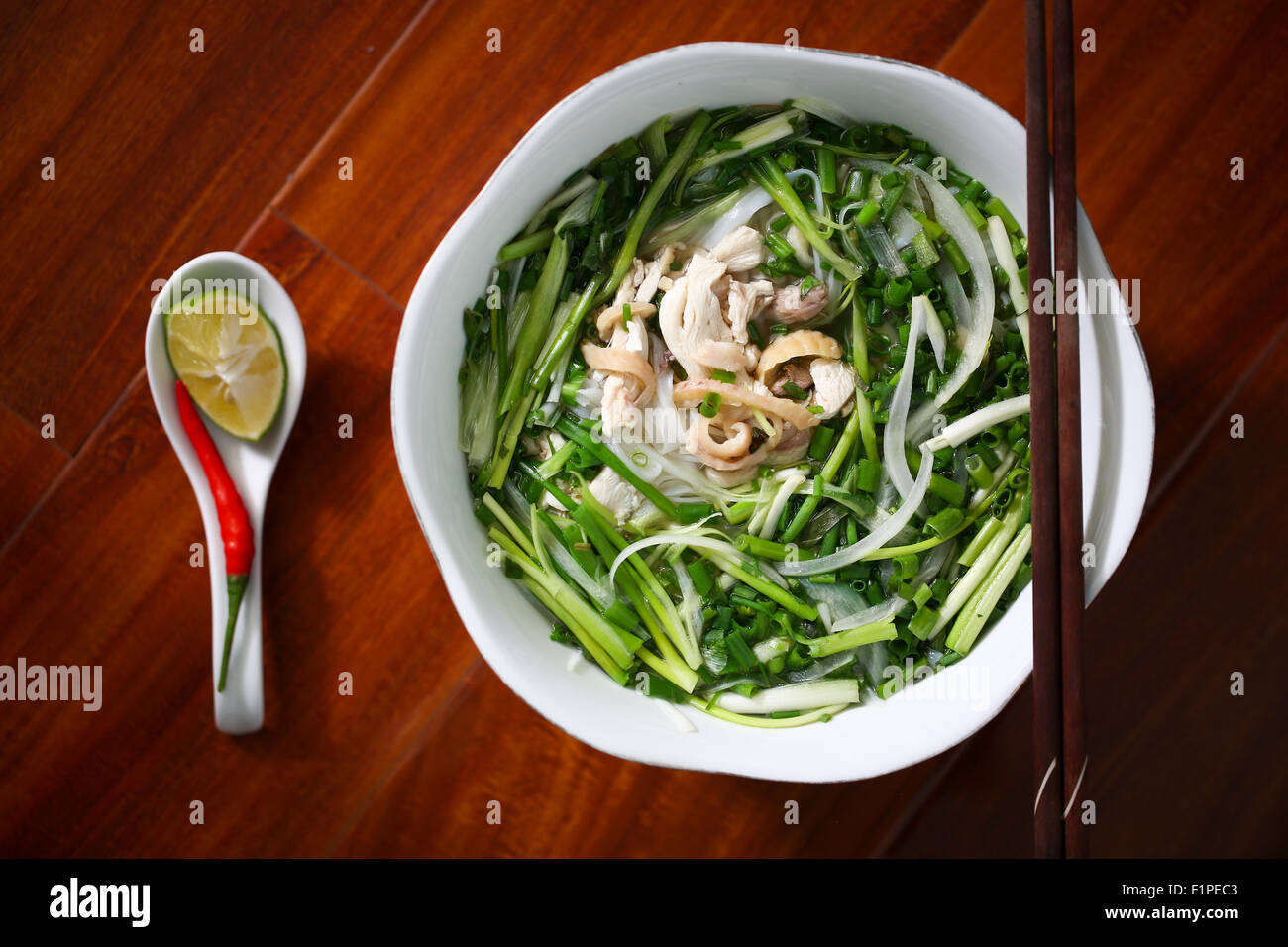 Pho, a traditional Vietnamese gourmet food, in a closeup view Stock ...