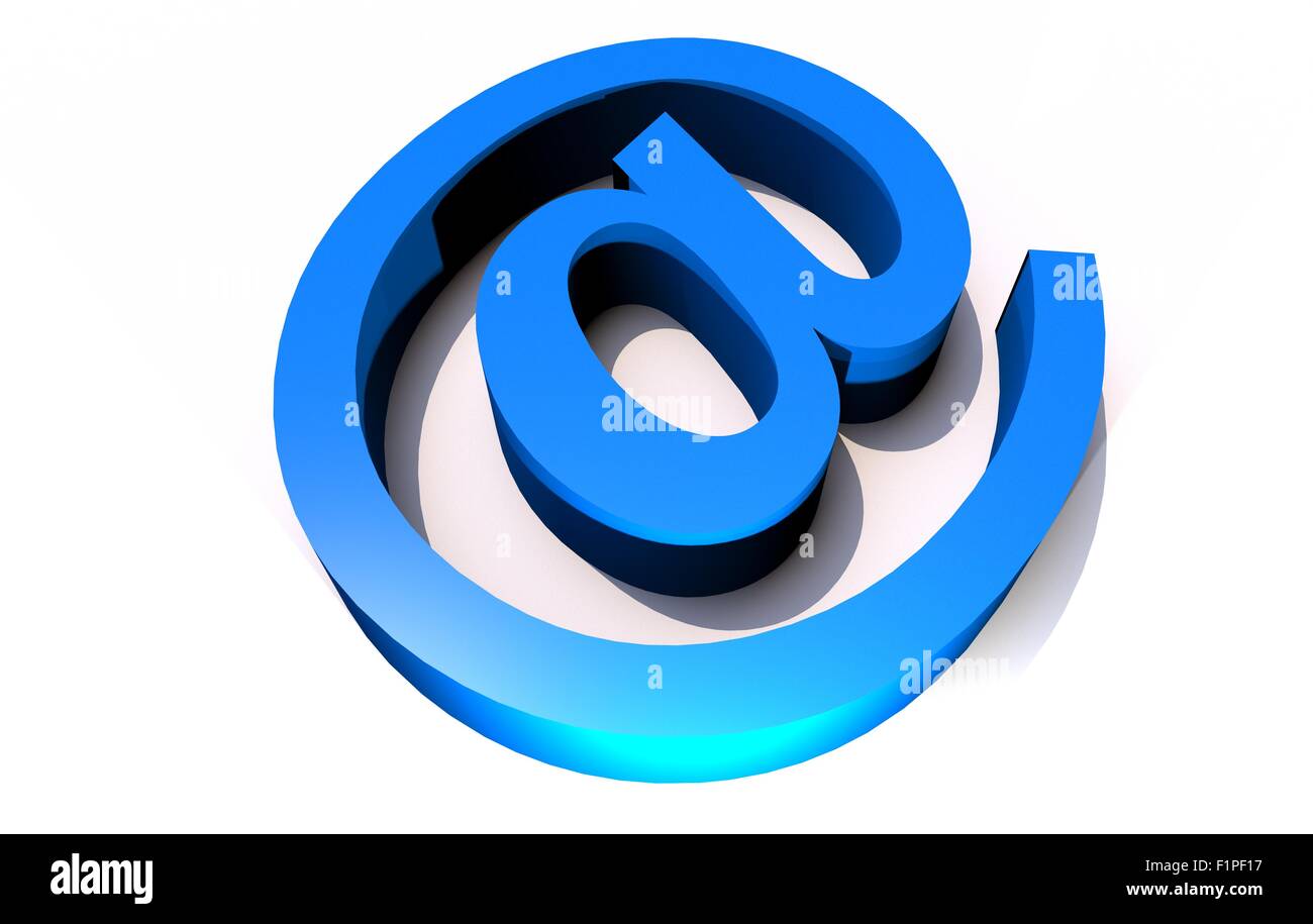 Blue At Symbol - Internet E-Mail Symbol. 3D Render Illustration. White ...