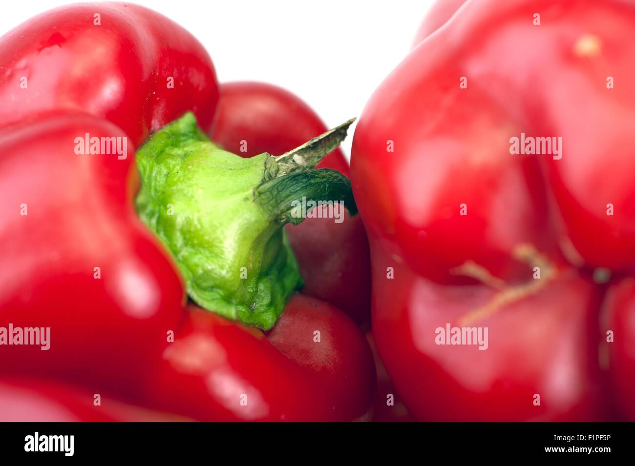 Red Paprika Fruits Closeup Photo. Red Paprikas Isolated on White ...