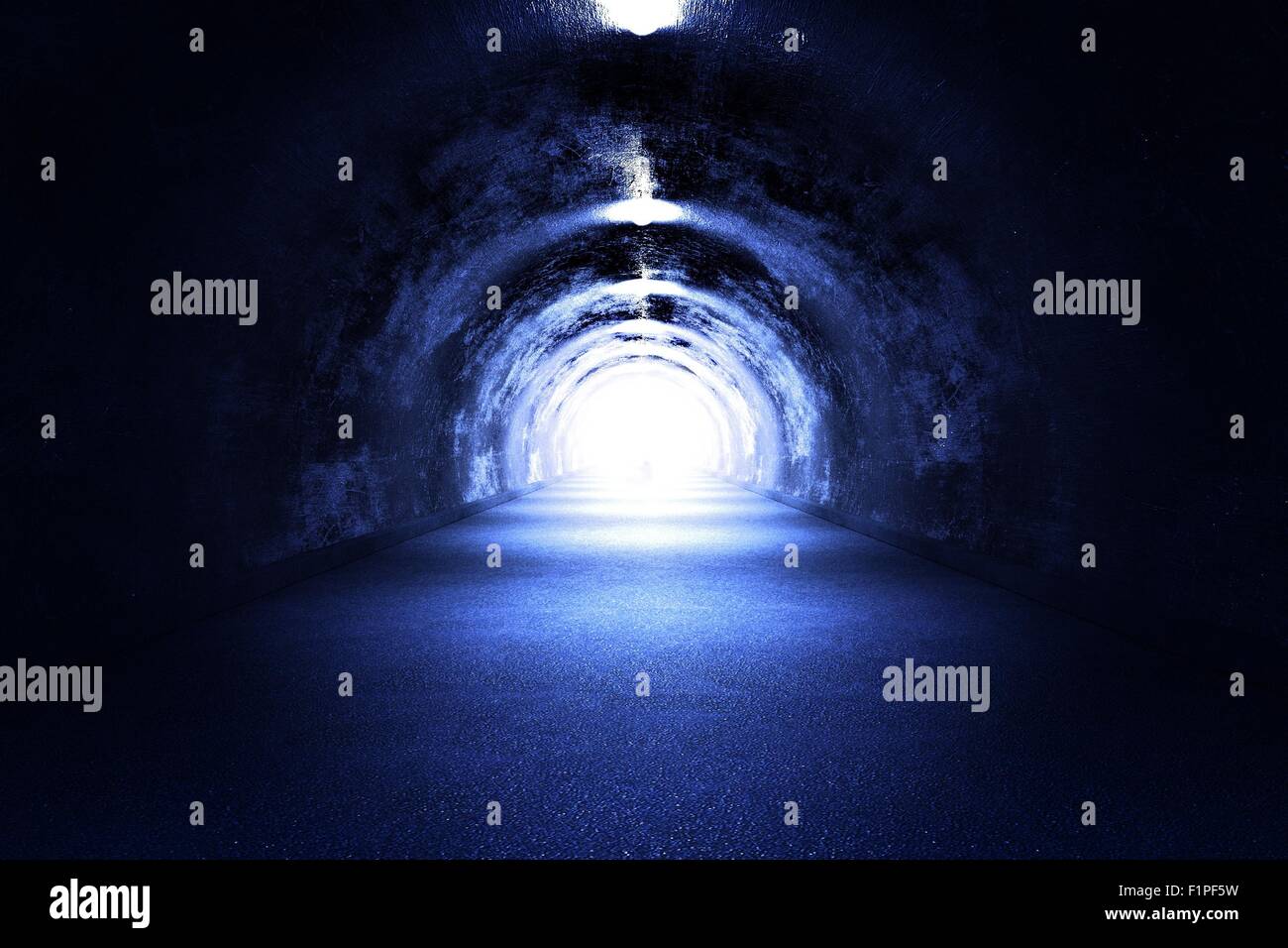 Tunnel Light - 3D Render. Cool Blue Light. The Road to the Light ( Near ...