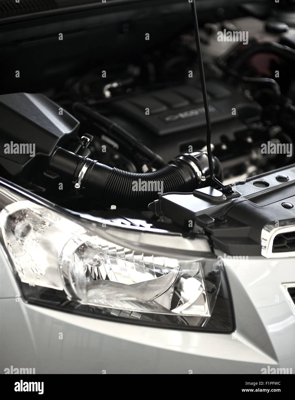 Open Car Hood - Modern Vehicle Engine. Front Part of Vehicle with ...