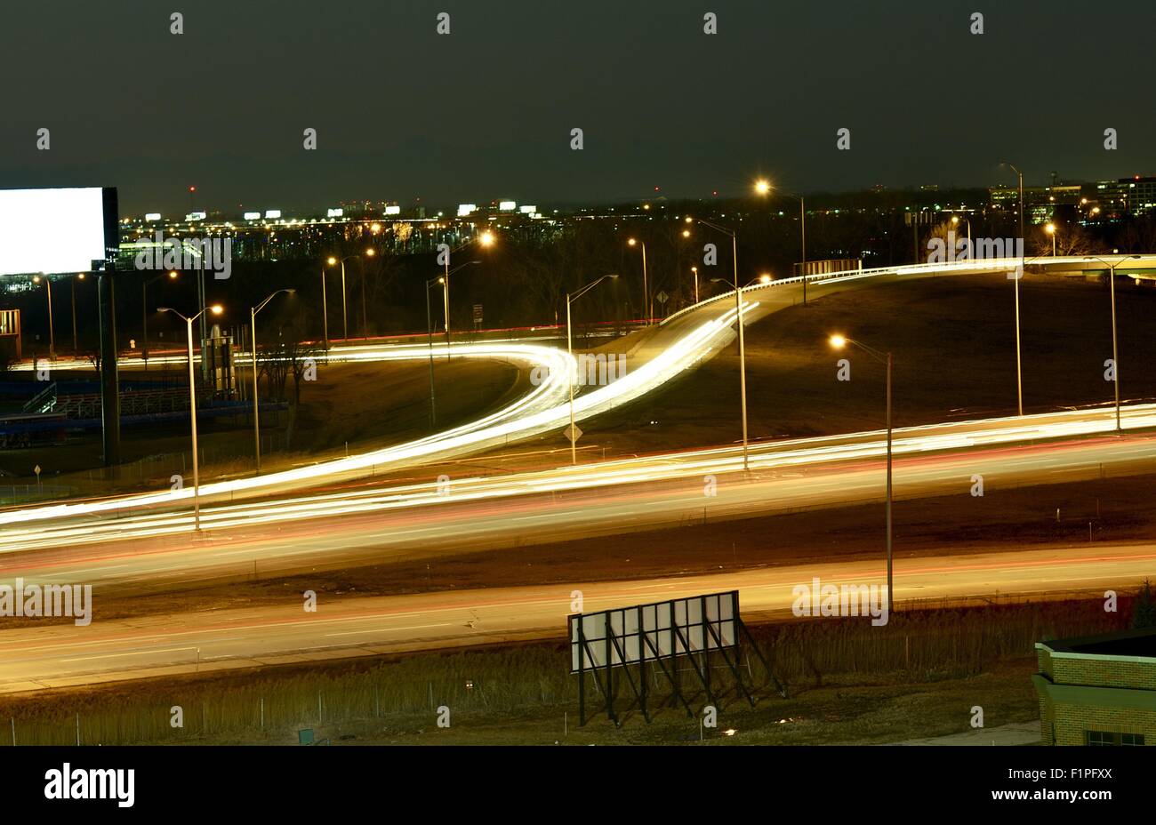City in Motion. Urban Long Exposure High Traffic Area. Highway Ramp ...