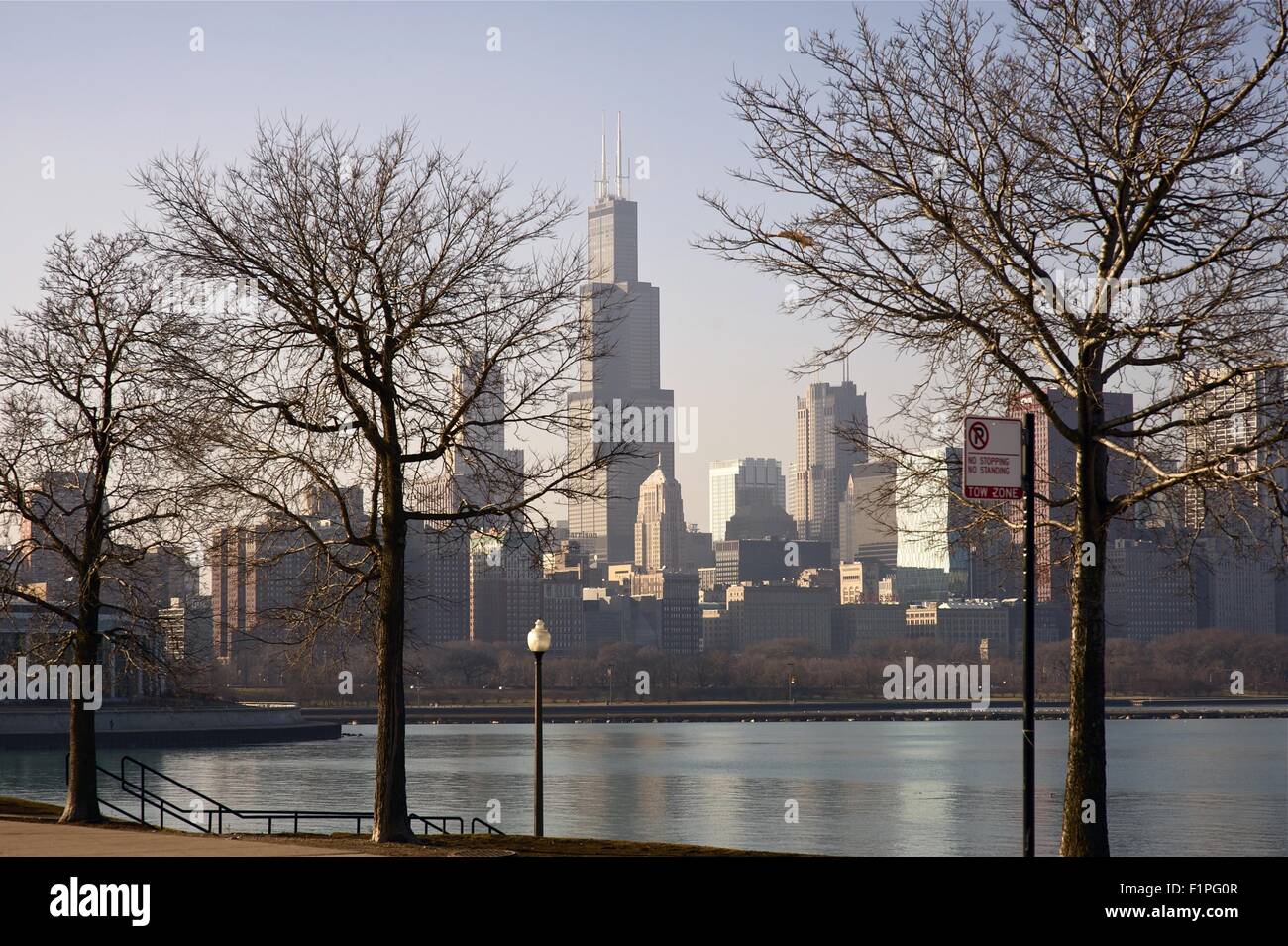 Dry Winter in Chicago. Downtown Chicago Skyline. Picture Taken From ...