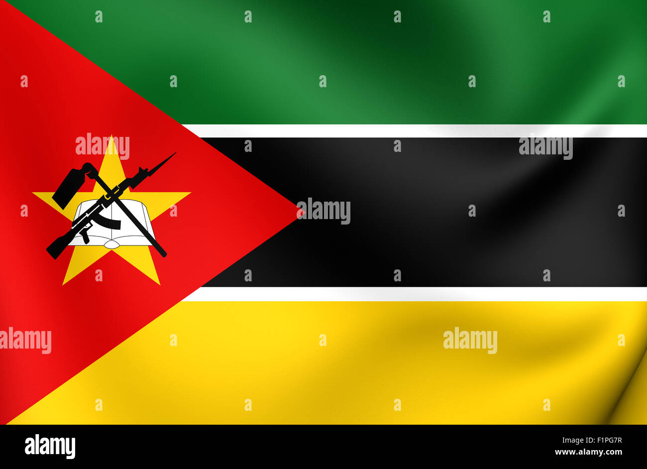 3D Flag of the Mozambique. Close Up Stock Photo - Alamy
