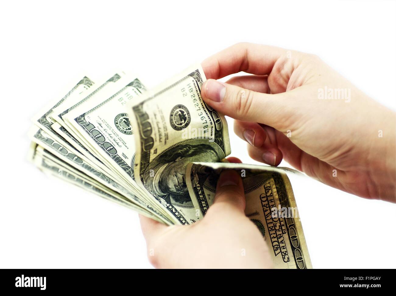 Dollars Counting. Female Hands Counting USD American Dollars. Business ...