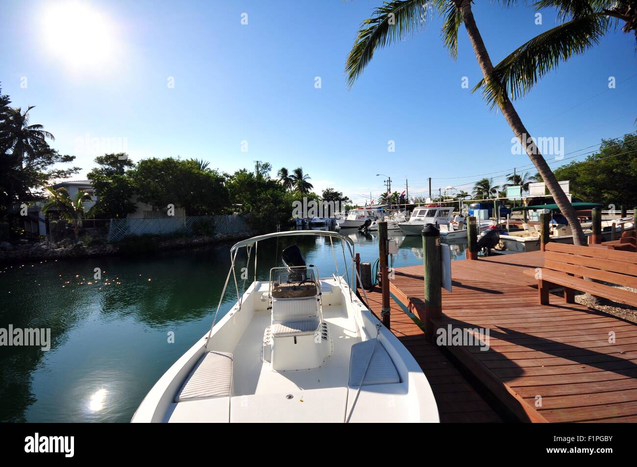 Islamorada, Florida Keys, Florida, USA. Boats, Fishing and Palm Trees ...