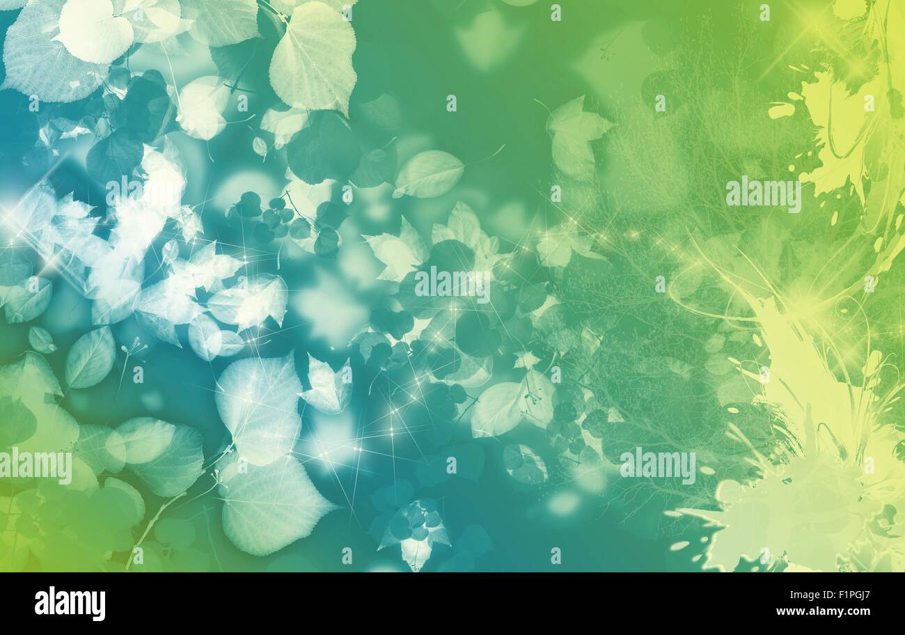 Fall Theme - Fall Green-Blue Background with Floral Elements Stock ...