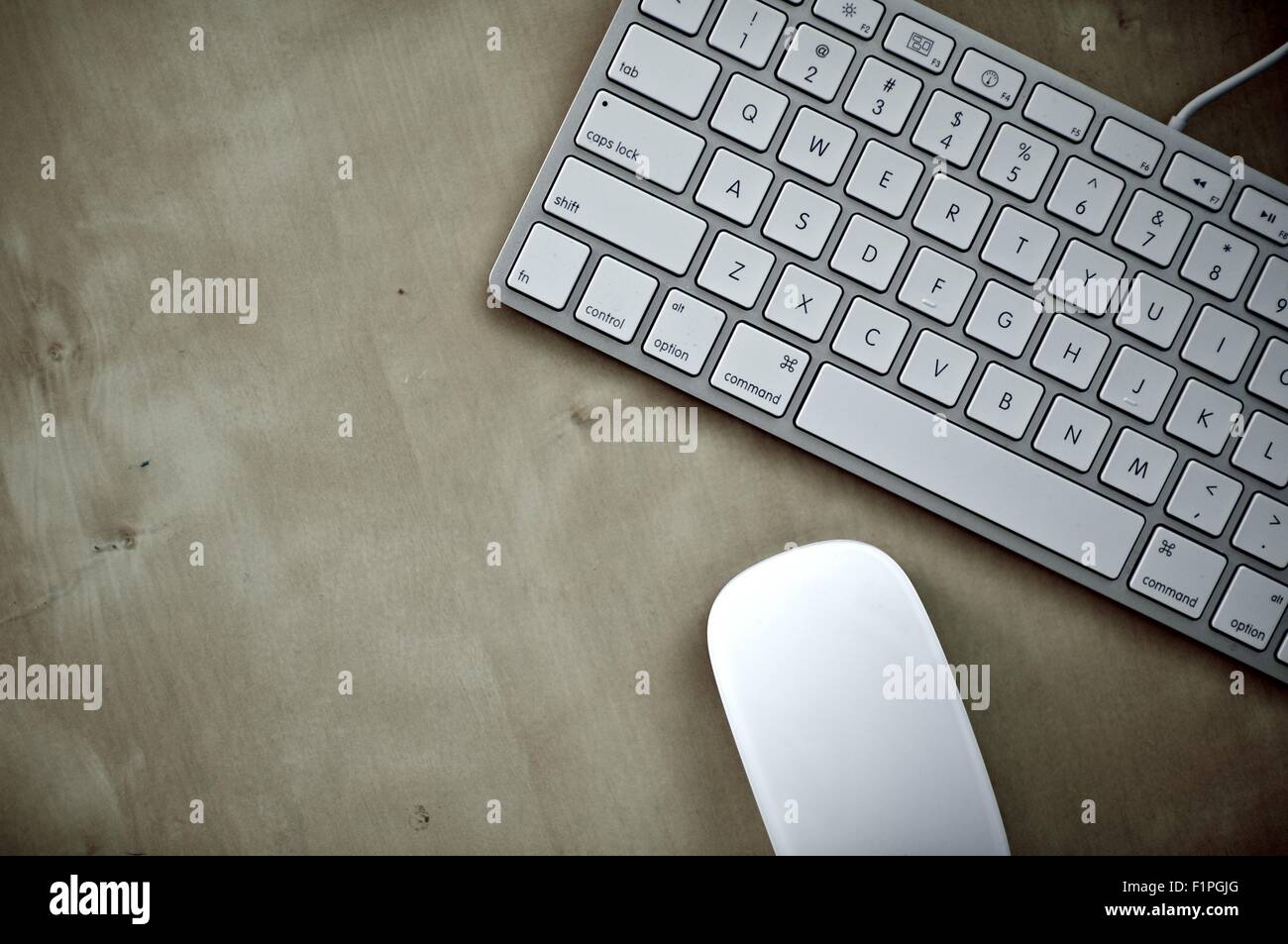 Modern Keyboard and Mouse - Wood Desktop. Computers Photo Collection ...