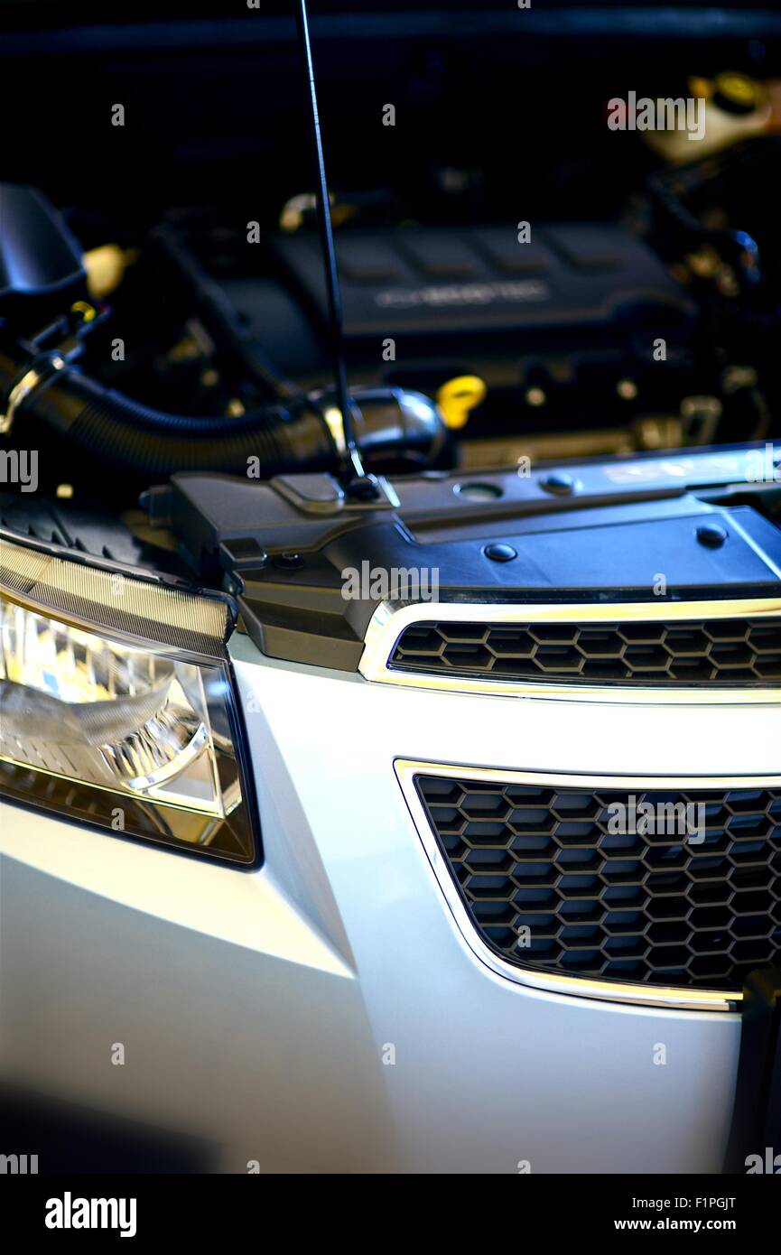 Under Hood - Repairing Modern Vehicle. Modern Car Engine Under the Hood ...