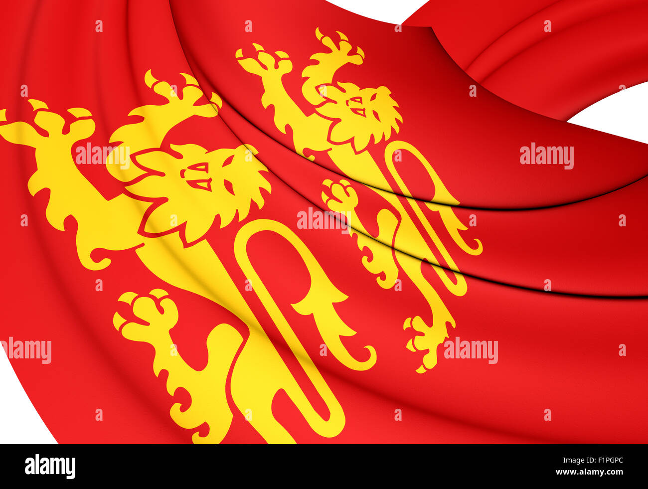 3D Flag of the Normandy, France. Close Up Stock Photo - Alamy