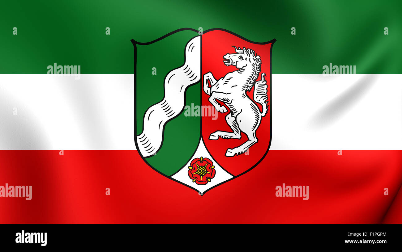 3D Flag of the North Rhine-Westphalia, Germany. Close Up Stock Photo ...