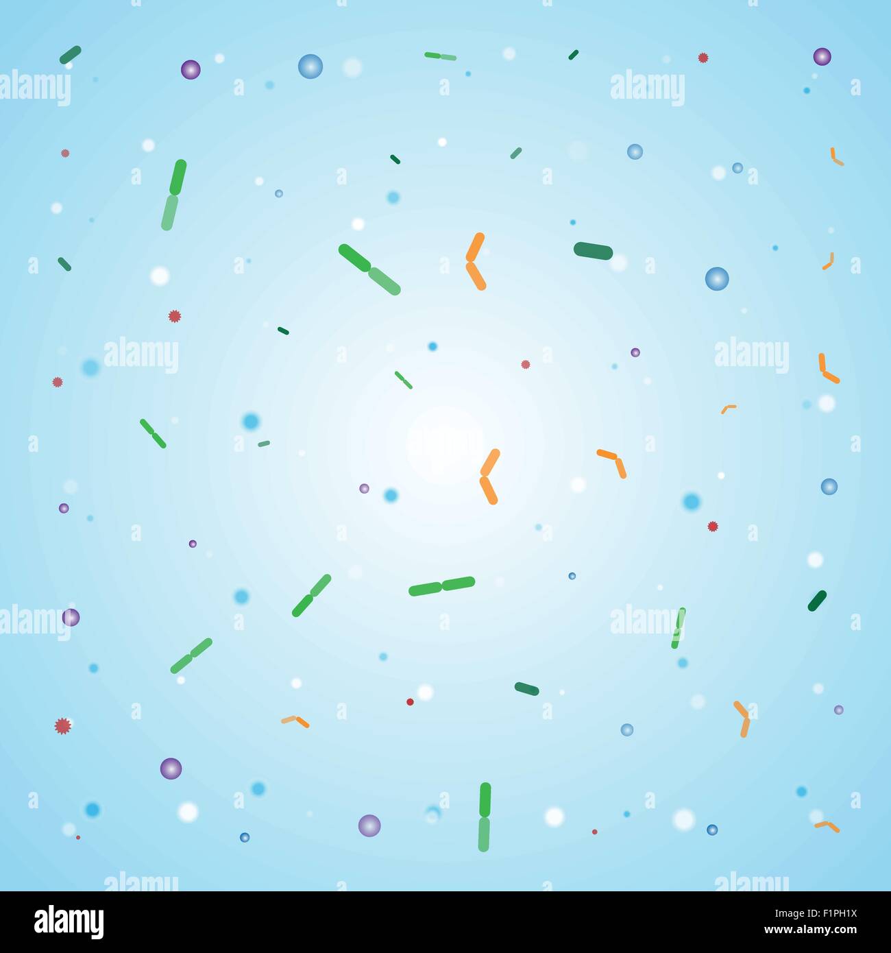 Stylized vector bacteria floating in the blue environment like a dust ...