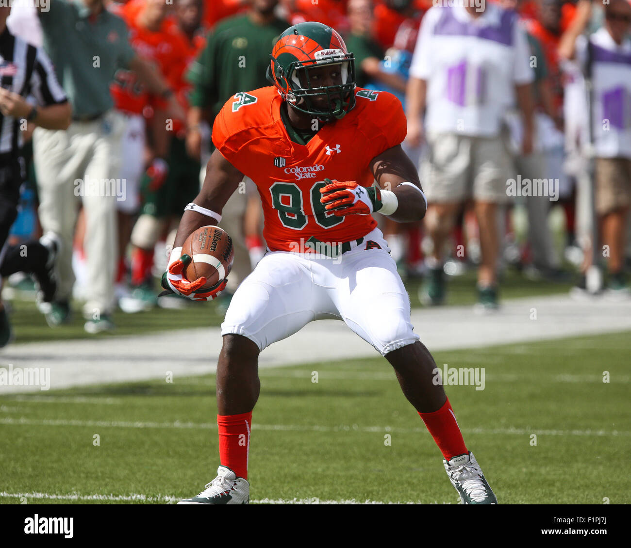 September 5, 2015: Colorado State's Kivon Cartwright runs after the ...