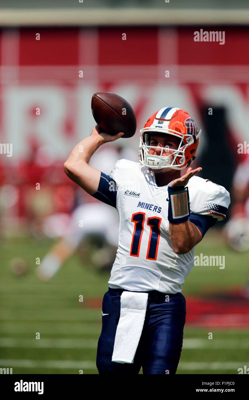 Sep, 2015: UTEP QB Mack Leftwich #11 warms up prior the game starting ...