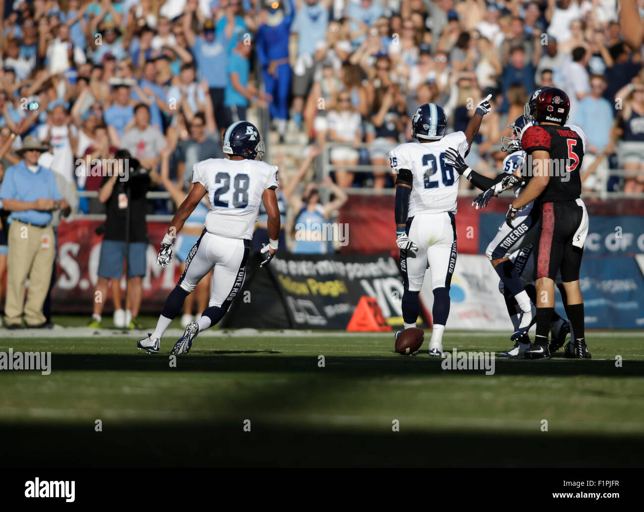 San Diego, CA. 5th Sep, 2015. San Diego CB #26 Jamal Agnew celebrates ...
