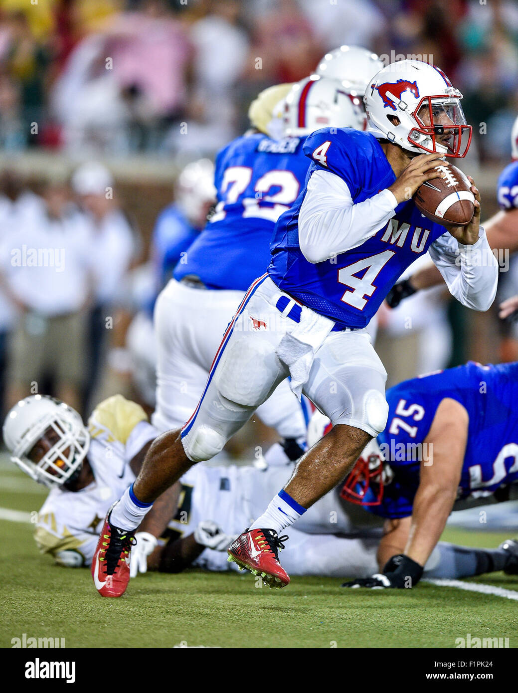 September 4th, 2015:.Southern Methodist Mustangs quarterback Matt Davis ...
