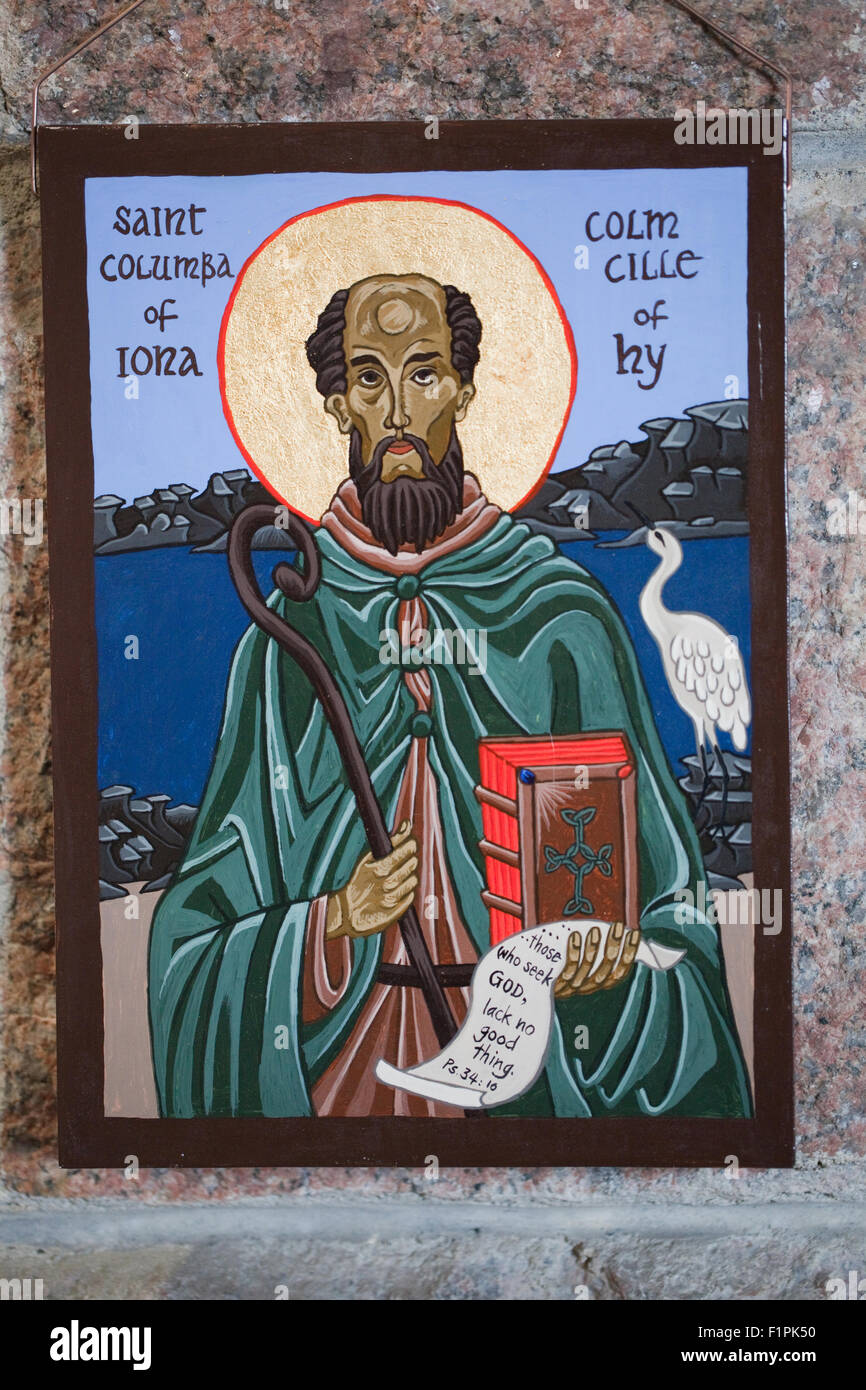 Bishop's House Chapel. Iona. Wall hanging icon depicting St. Columba ...