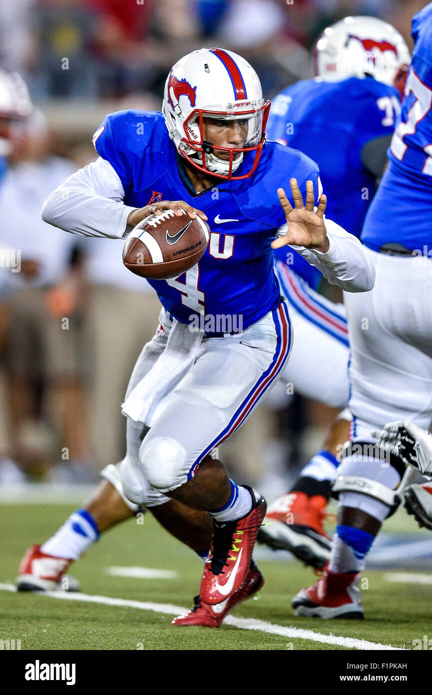 September 4th, 2015:.Southern Methodist Mustangs quarterback Matt Davis ...