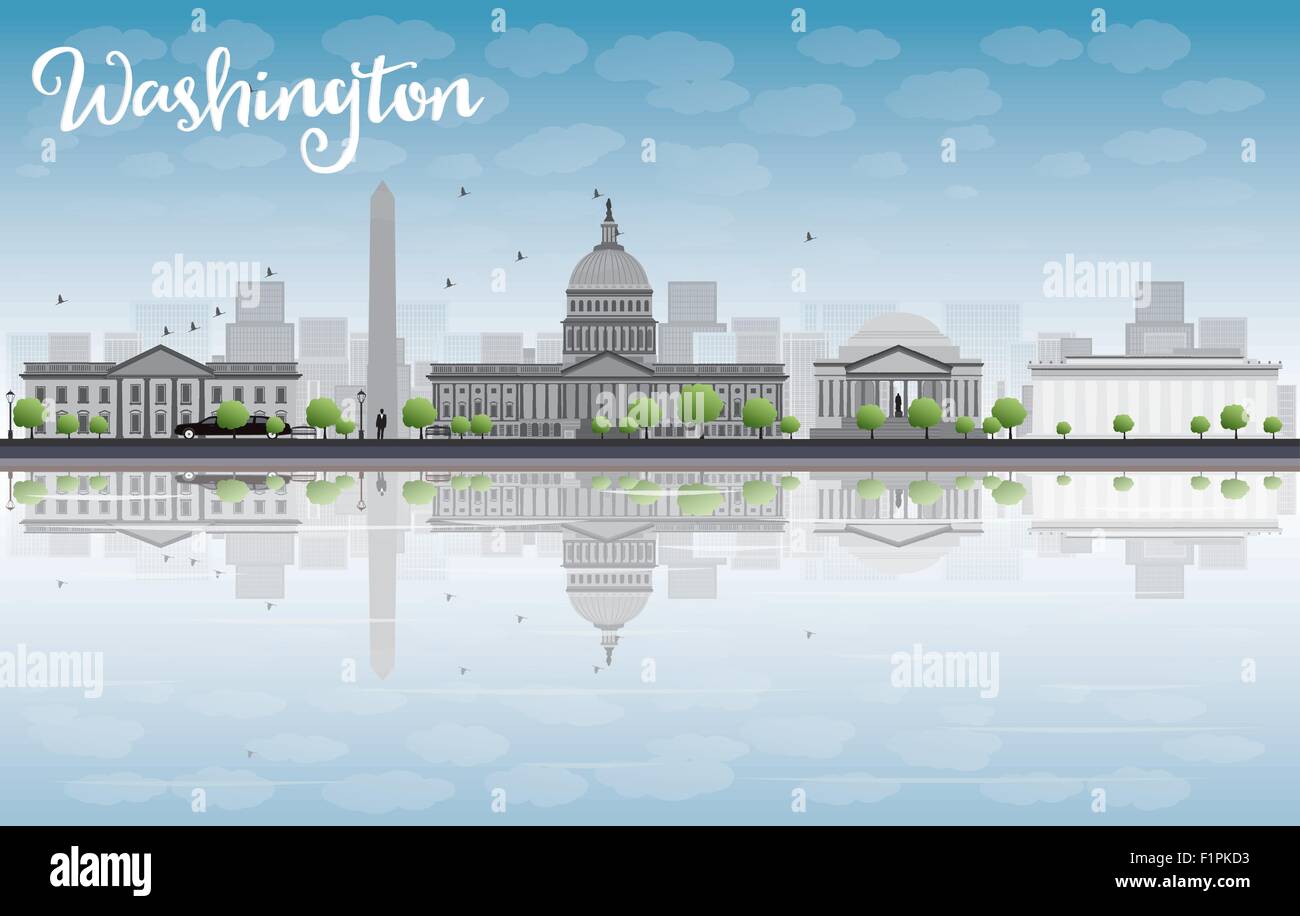 Washington dc skyline vector silhouette hi-res stock photography and ...