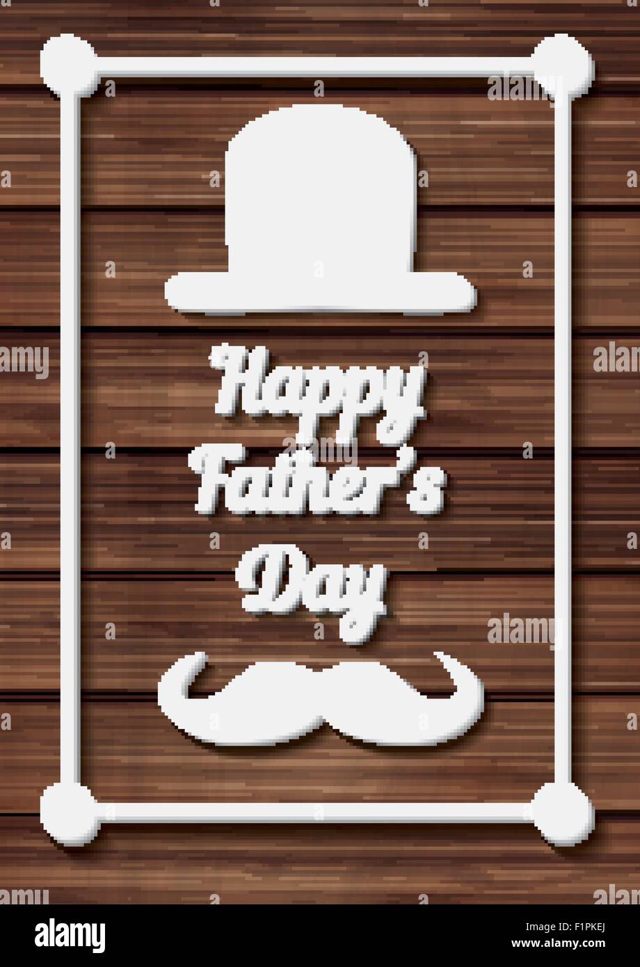 Happy Father's Day Typographical Background with moustache and hat on ...