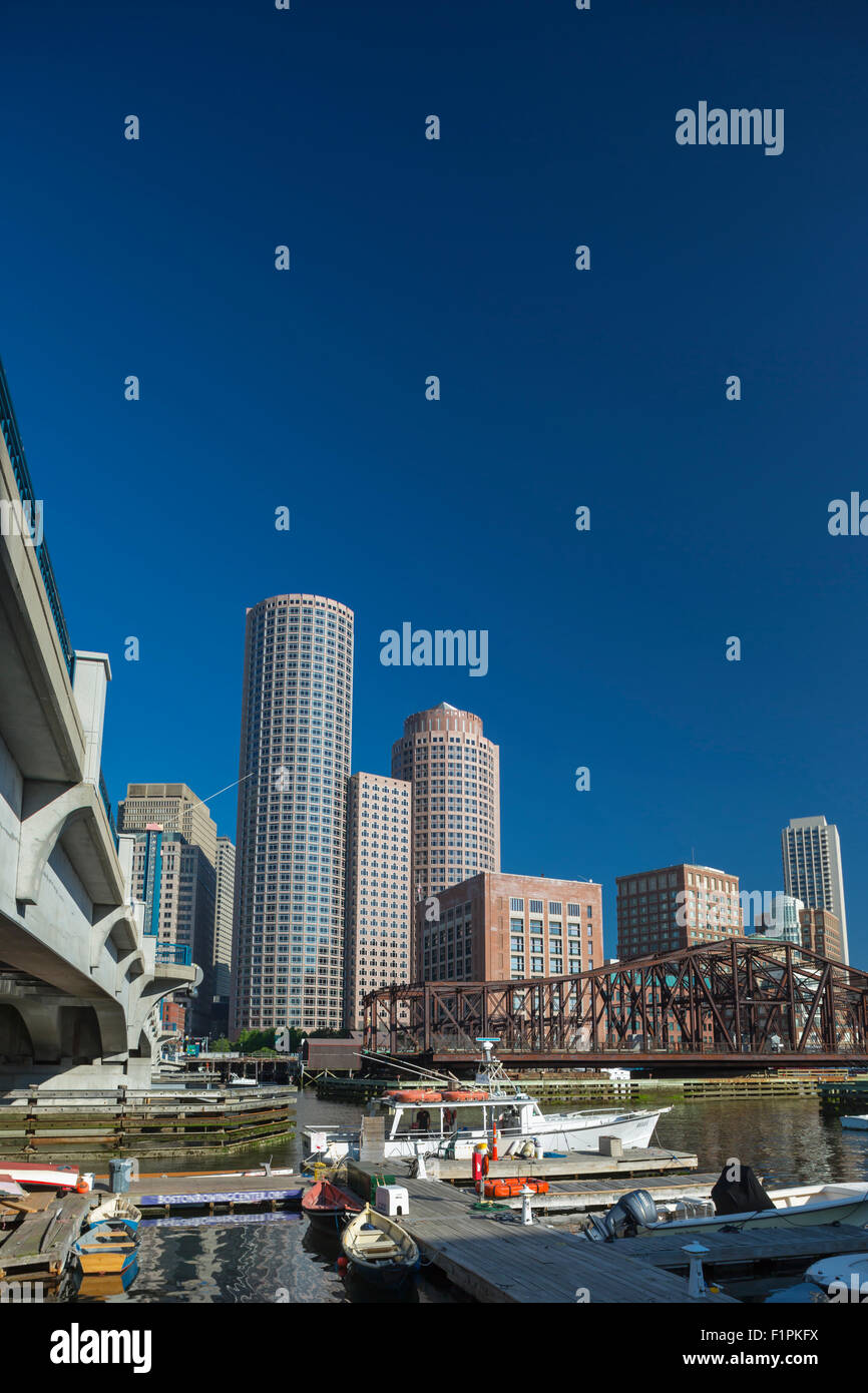 SMALL MARINA ROWES WHARF DOWNTOWN SKYLINE INNER HARBOR SOUTH BOSTON ...