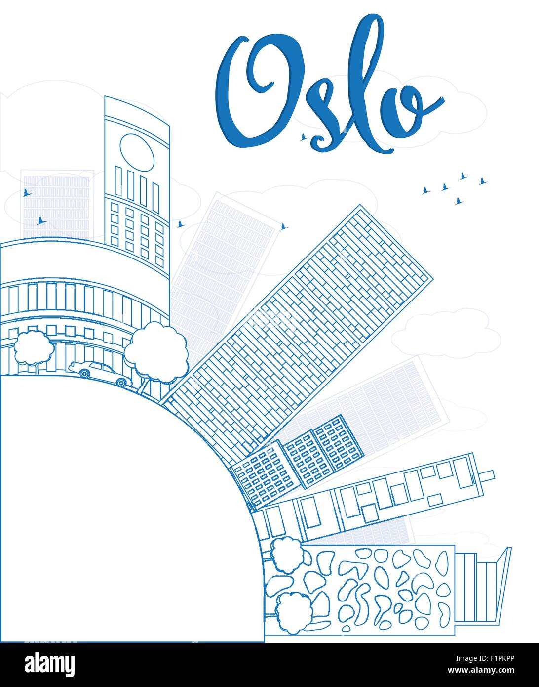 Outline Oslo Skyline with Blue Building and copy space. Vector ...