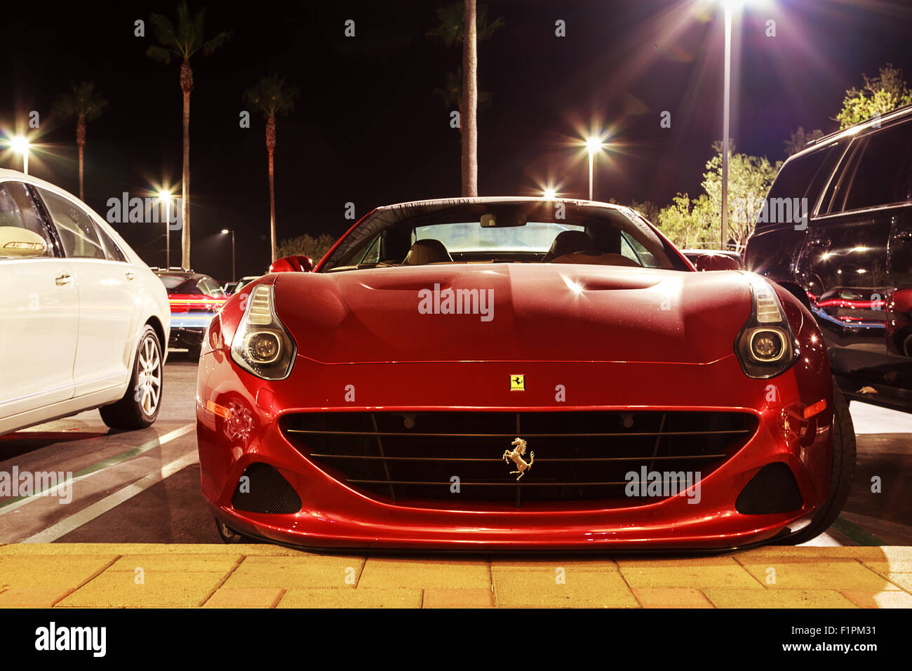 September 6, 2015, Newport Beach, California: Red Ferrari glitters in ...