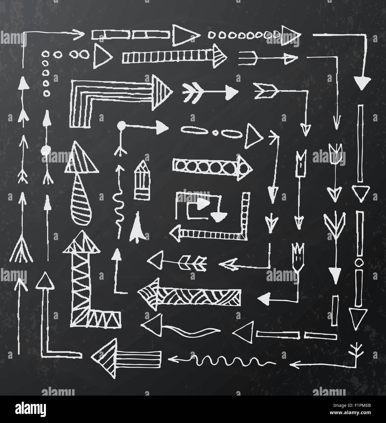 Hand drawn arrow icons set on black chalk board. Vector Illustration ...