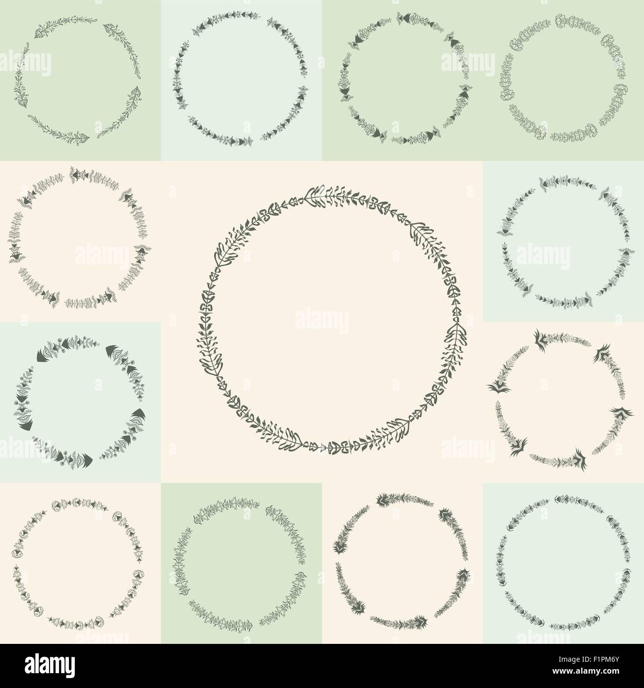 Frame floral set hand Stock Vector Images - Alamy