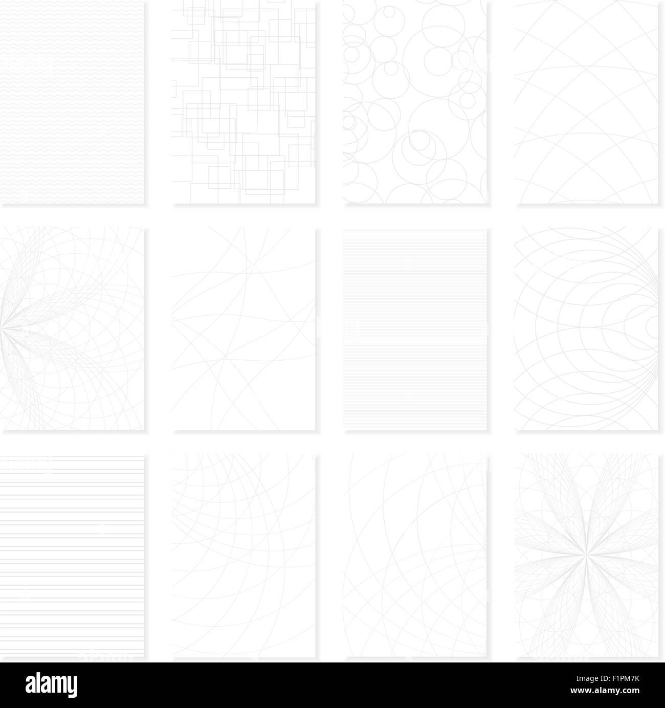 Set of 12 monochrome elegant patterns for business document or paper ...