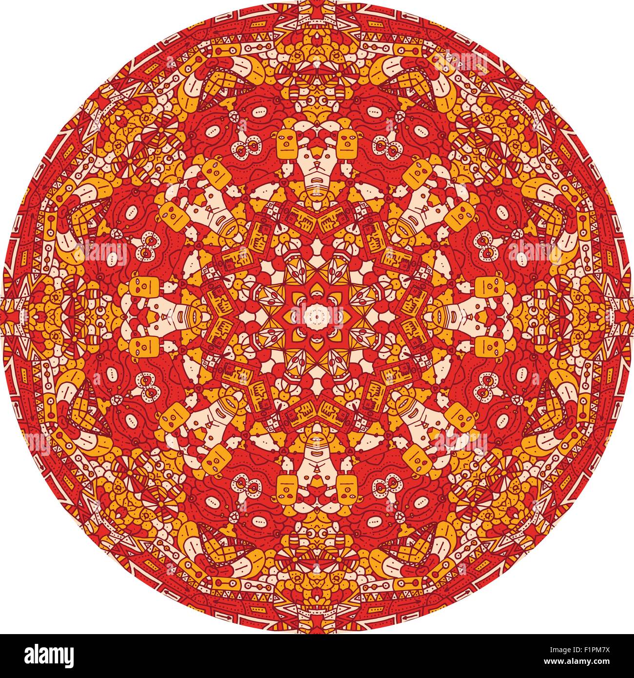Red mandala with hand drawn pattern Vector illustration Stock Vector ...