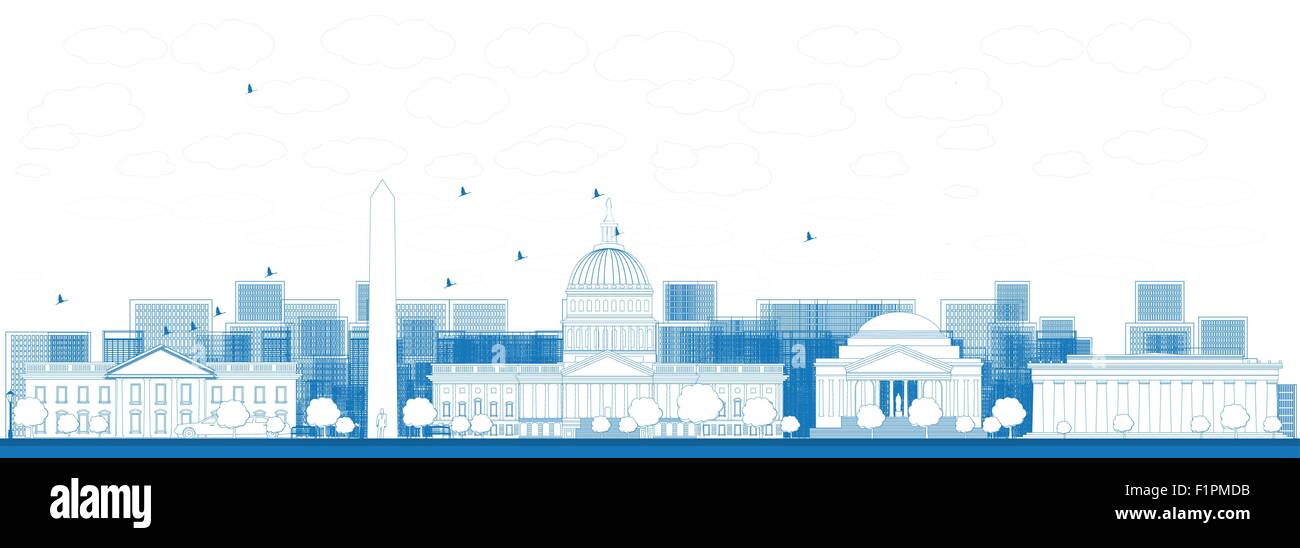 Washington dc skyline vector silhouette hi-res stock photography and ...